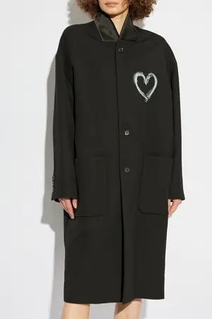 Moschino Heart Print Wool Blend Coat