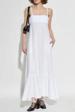 Moschino Strappy Maxi Dress With Goose Embroidery