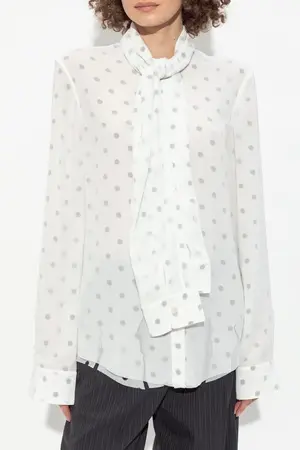 Acne Studios Polka Dot Shirt With Tie-neck Collar
