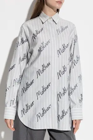 Stella McCartney Sequin-embellished "mother" Inscription Shirt - Light Blue