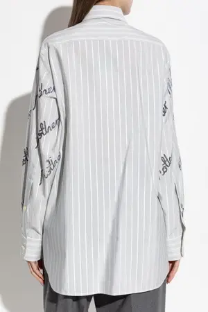 Stella McCartney Sequin-embellished "mother" Inscription Shirt - Light Blue