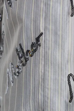 Stella McCartney Sequin-embellished "mother" Inscription Shirt - Light Blue