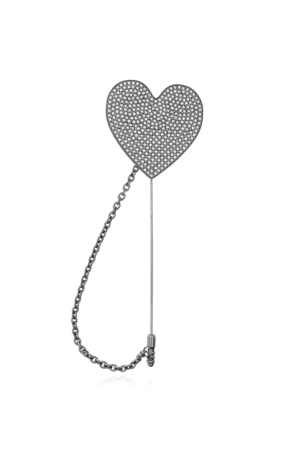 Moschino Heart-shaped Brooch - Silver