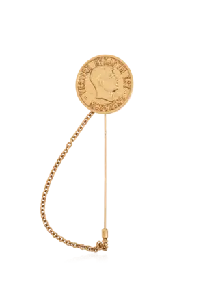 Moschino Coin-shaped Brooch - Gold