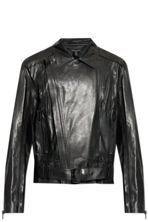 Balmain Lambskin Leather Biker Jacket
