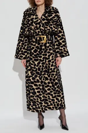 Balmain Patterned Cotton Coat With Belt