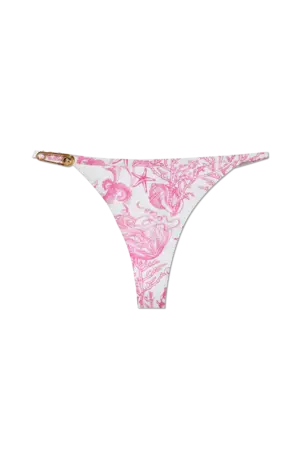 Versace Thong Bikini Bottom With Medusa Pin - Pink