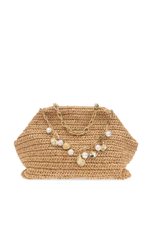 SELF-PORTRAIT Geometric Woven Handbag With Gold Chain
