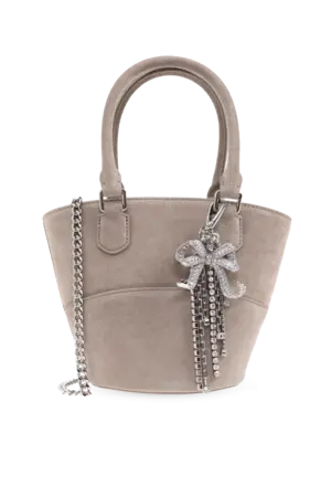 SELF-PORTRAIT Suede Handbag With Crystal Keychain