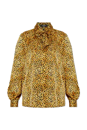 Versace Silk Shirt With Panther Print And Bow Detail