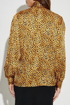 Versace Silk Shirt With Panther Print And Bow Detail