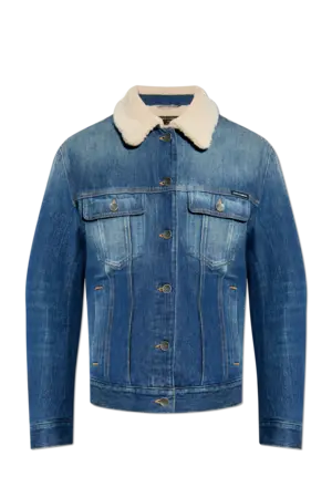 Dolce & Gabbana Denim Jacket With Fur Collar