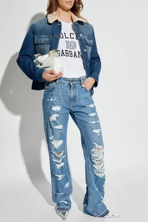 Dolce & Gabbana Denim Jacket With Fur Collar
