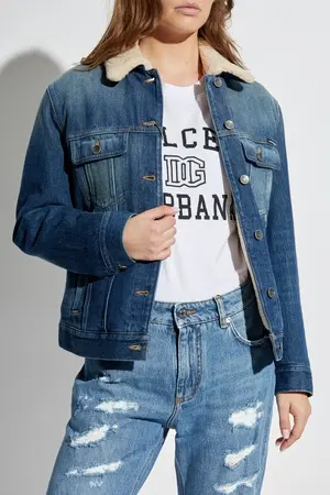 Dolce & Gabbana Denim Jacket With Fur Collar