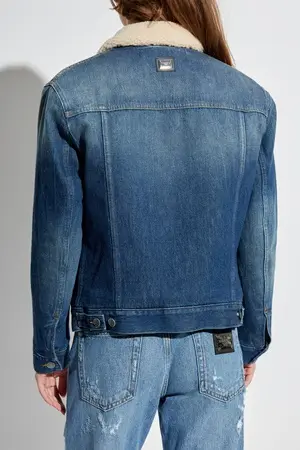 Dolce & Gabbana Denim Jacket With Fur Collar