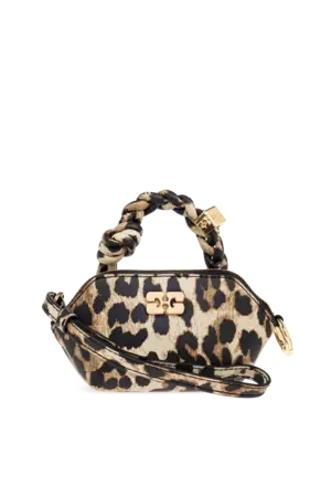 GANNI Leopard Print Logo Pouch