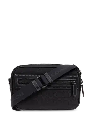 Coach Monogram Embossed Shoulder Bag - Black