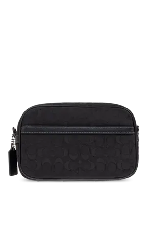 Coach Monogram Embossed Shoulder Bag - Black