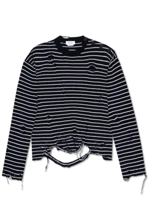 Alexander McQueen Striped Wool Sweater With Button Detail