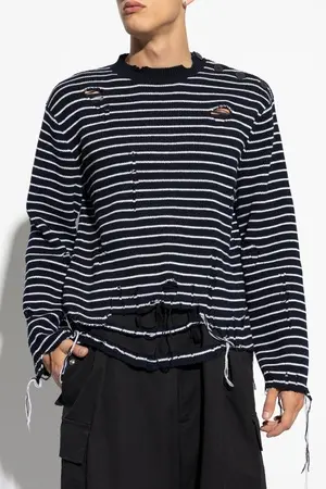 Alexander McQueen Striped Wool Sweater With Button Detail