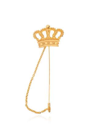 Moschino Crown-shaped Brooch - Gold