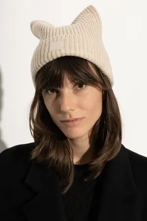 Acne Studios Wool And Yak Blend Beanie - Cream