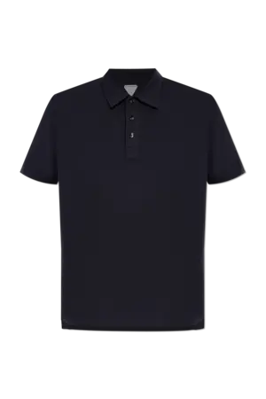 Bottega Veneta Cotton Polo With Logo - Navy Blue