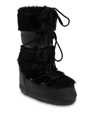 Moon Boot Icon Faux Fur Snow Boots - Black