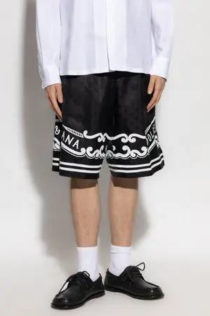 Dolce & Gabbana Silk Shorts With Logo Detail