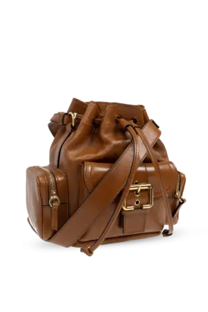 Chloé Bucket Bag With Gold Buckle And Adjustable Shoulder Strap - Brown