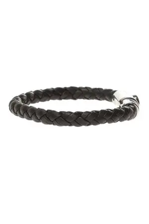 FERRAGAMO Woven Calf Leather Bracelet - Black