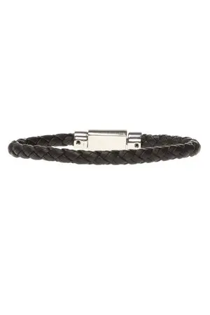 FERRAGAMO Woven Calf Leather Bracelet - Black