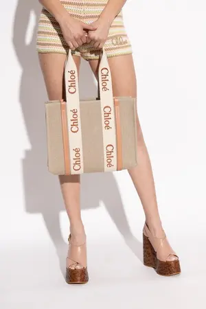 Chloé Woody Medium Shopper Bag - Beige