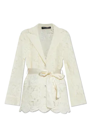 Dolce & Gabbana Lace Blazer With Satin Belt