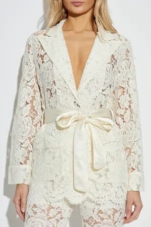 Dolce & Gabbana Lace Blazer With Satin Belt