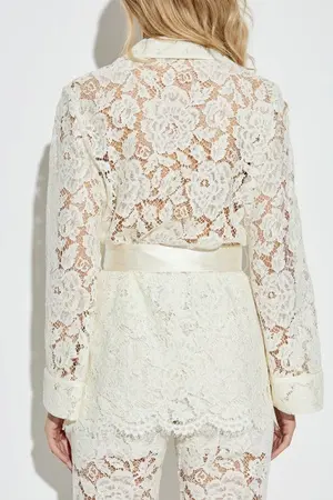 Dolce & Gabbana Lace Blazer With Satin Belt