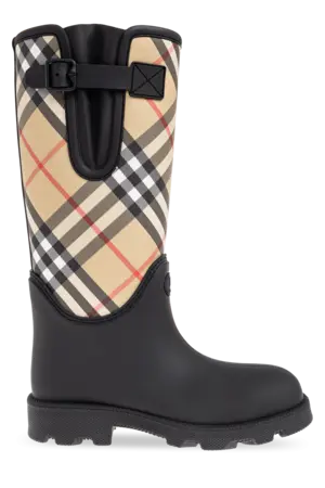 Burberry Patterned Wellington Boots - Black