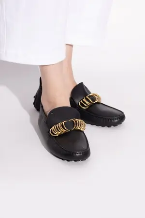 TOD’S Leather Loafers With Gold Ring Detail