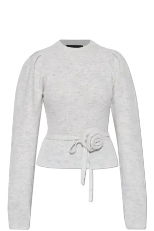 ROTATE BY BIRGER CHRISTENSEN Wool And Alpaca Blend Sweater With Rose Appliqué Belt
