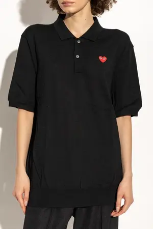 Play Comme Des Garcon Wool Polo Shirt - Black
