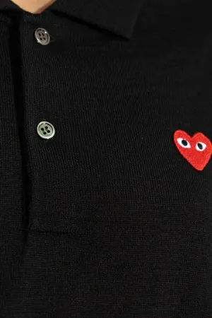 Play Comme Des Garcon Wool Polo Shirt - Black