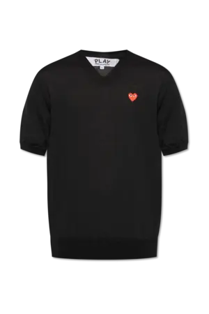 Play Comme Des Garcon Woolen V-neck T-shirt - Black