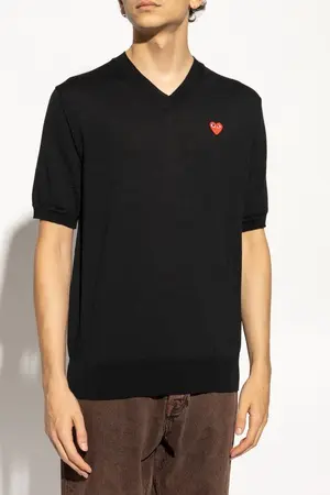 Play Comme Des Garcon Woolen V-neck T-shirt