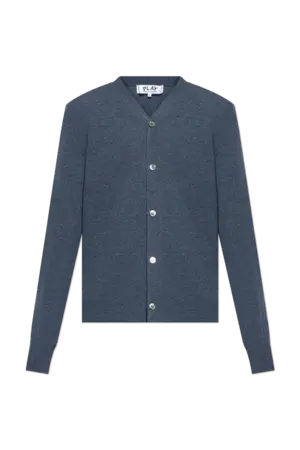 Play Comme Des Garcon Cardigan With Logo Patch - Blue