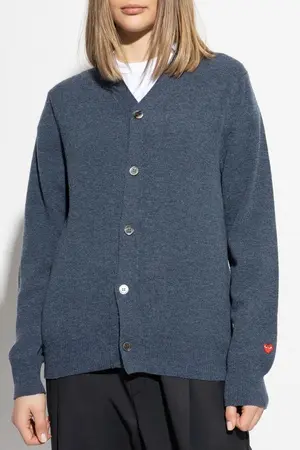 Play Comme Des Garcon Cardigan With Logo Patch - Blue