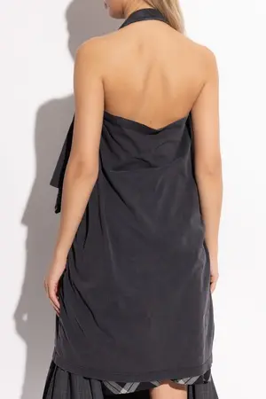 Balenciaga Crinkled Strapless Dress With Logo