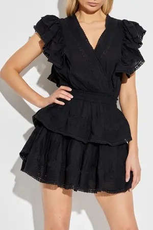 LoveShackFancy Gwen Mini Dress - Black