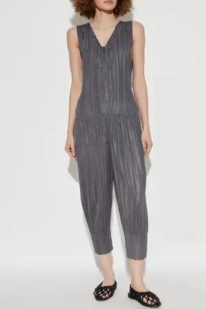 Issey Miyake Pleated Sleeveless Jumpsuit - Grey
