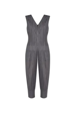 Issey Miyake Pleated Sleeveless Jumpsuit - Grey