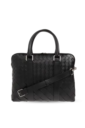 Bottega Veneta Intrecciato Leather Briefcase Black